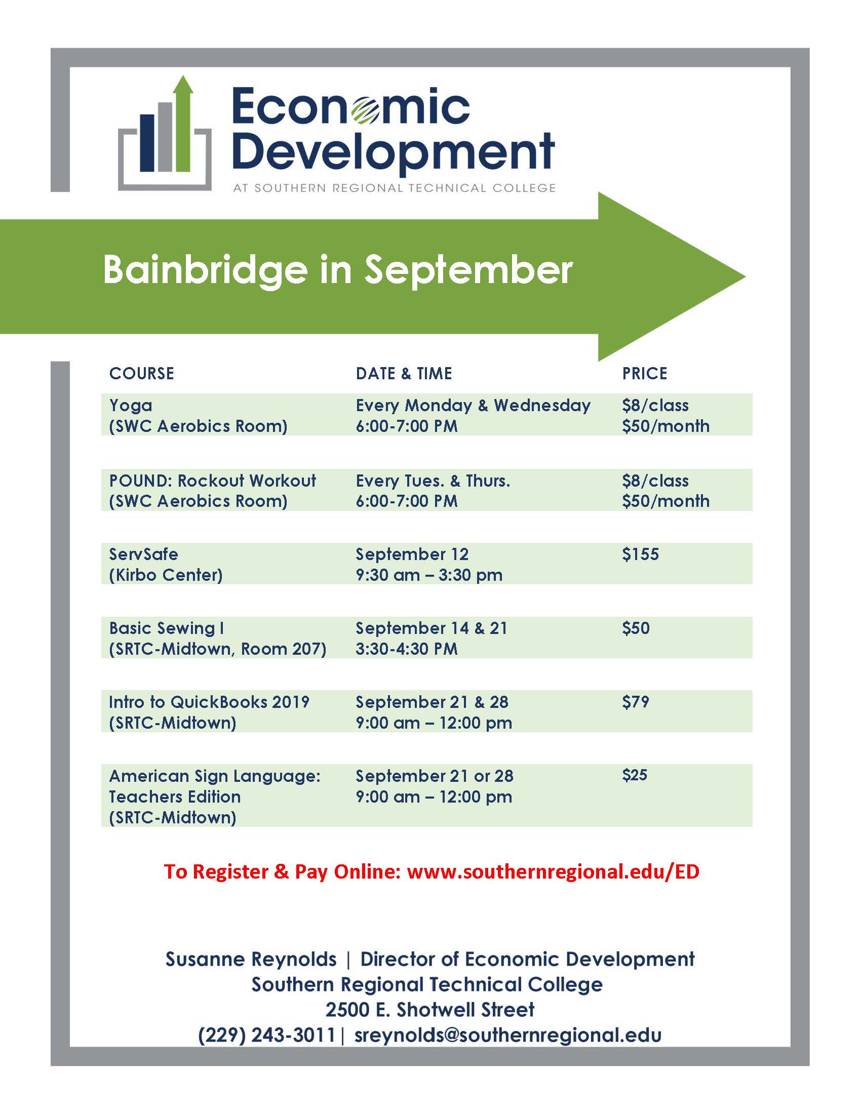 Economic Development Course Offerings in September. | Southern Regional ...